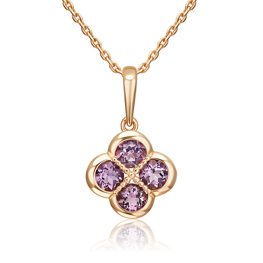 Подвеска, красное золото, 585 проба, аметист