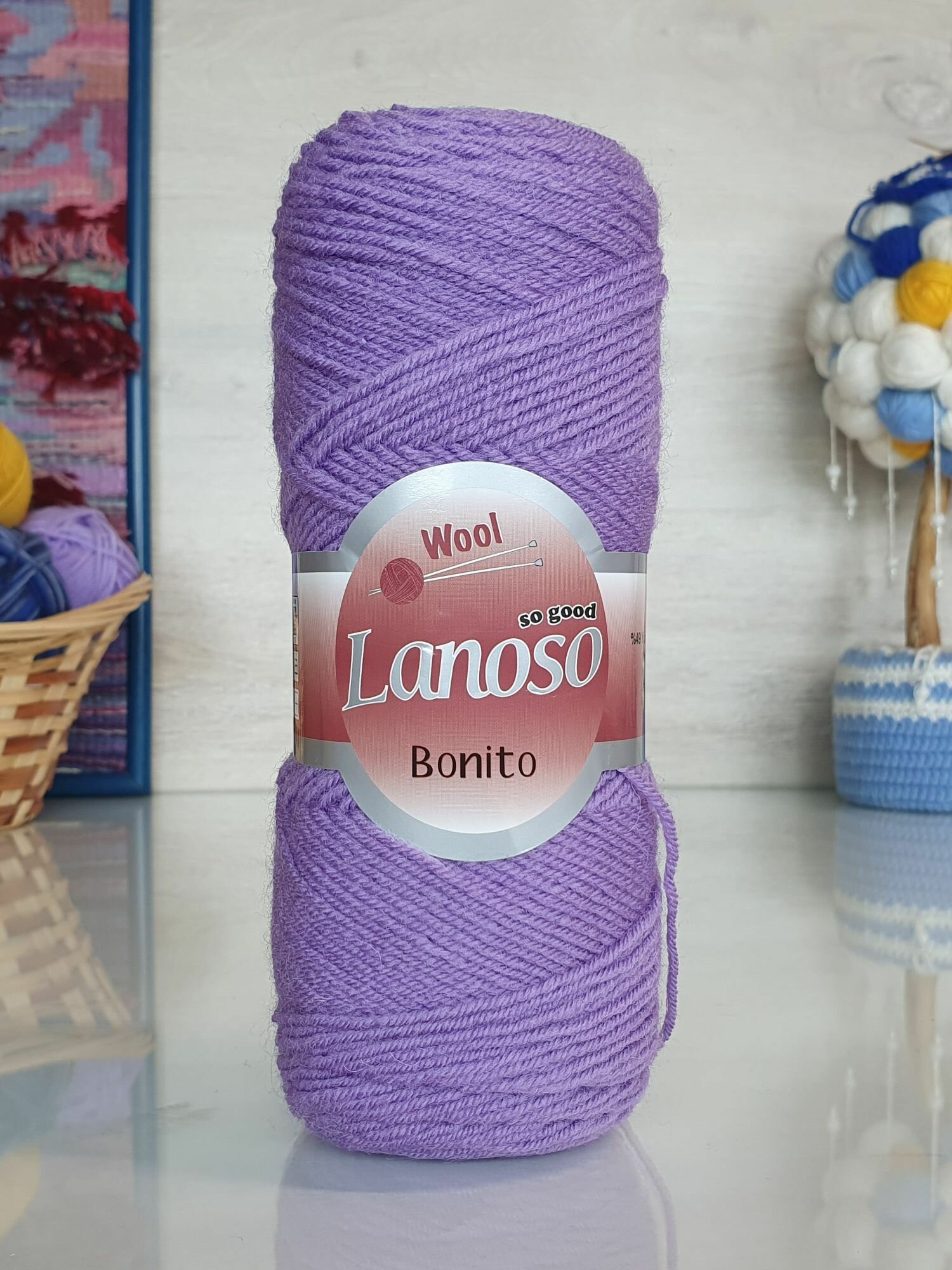 Пряжа Bonito Lanoso, сиреневый - 965, 49% шерсть, 51% акрил, 5 мотков, 100 г, 300 м.