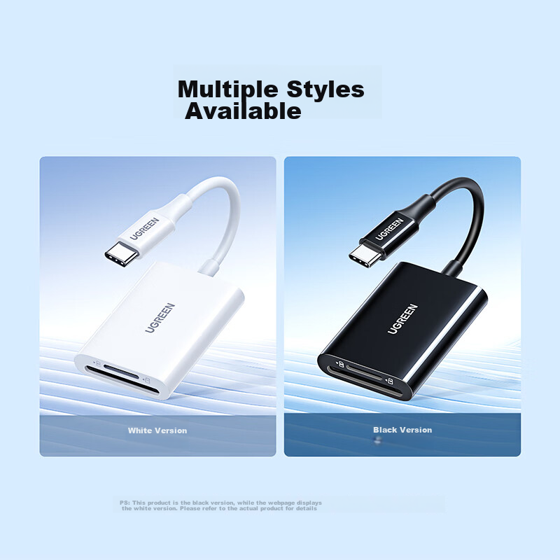 UGREEN Type-C 3.0 High-Speed Card Reader Compatible with UHS-I/II Cards SD/TF Dual Card Slots for Apple 16/15/iPad/USB-C Computers/Phones/Cameras CCD