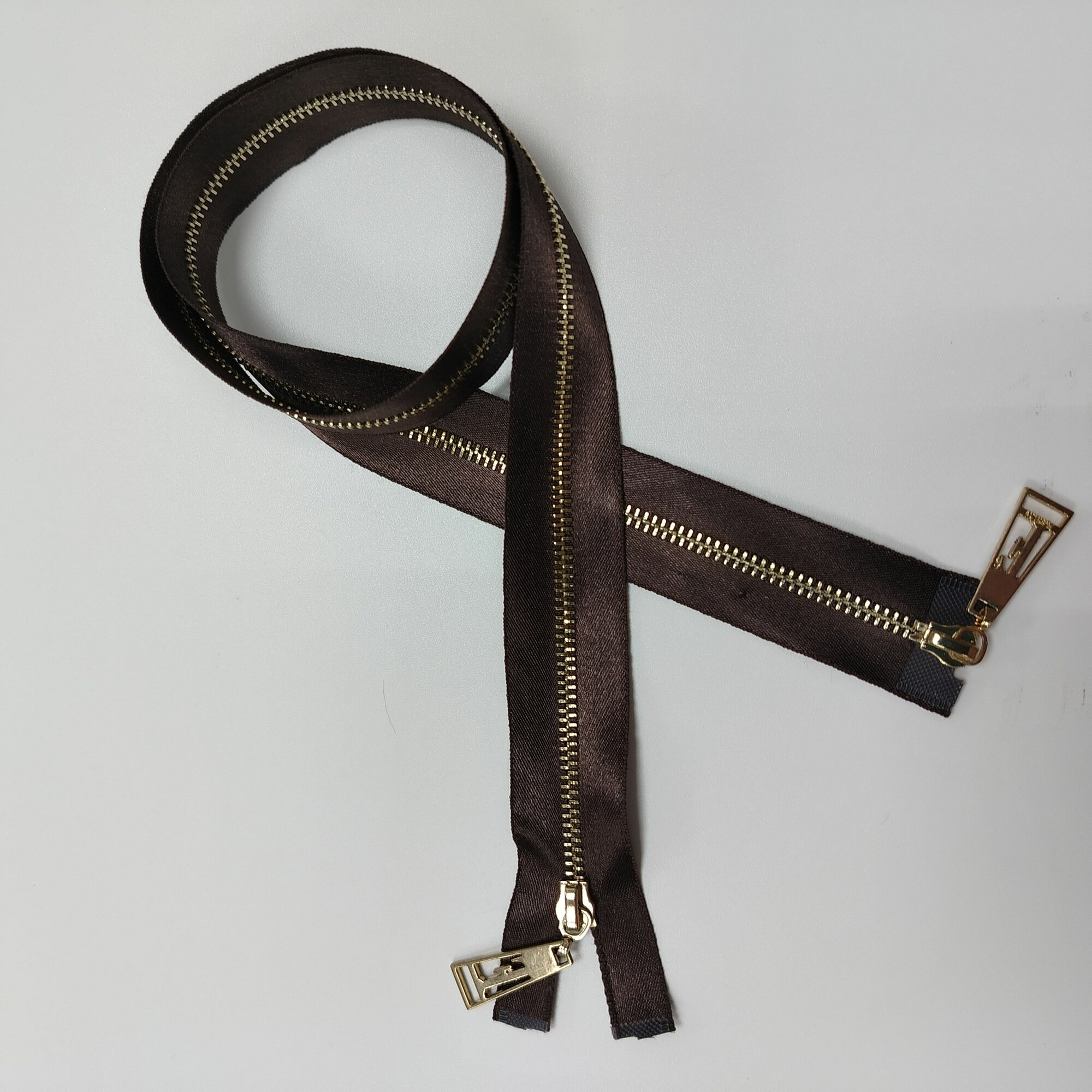 Молния на атласе металл тип 3 золото 2 бегунка