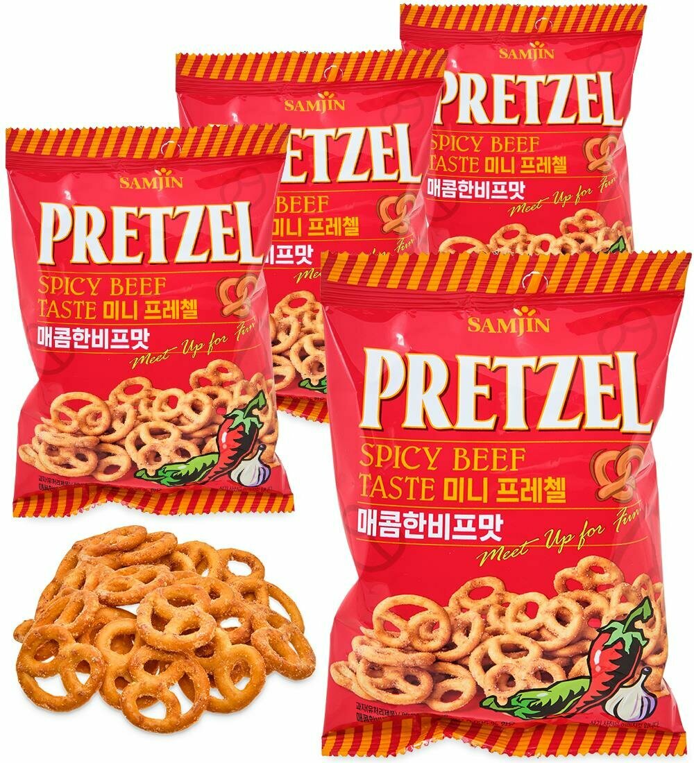 Претцели "Самджин" со вкусом острой говядины, 4шт х 85г, Корея A2179889
