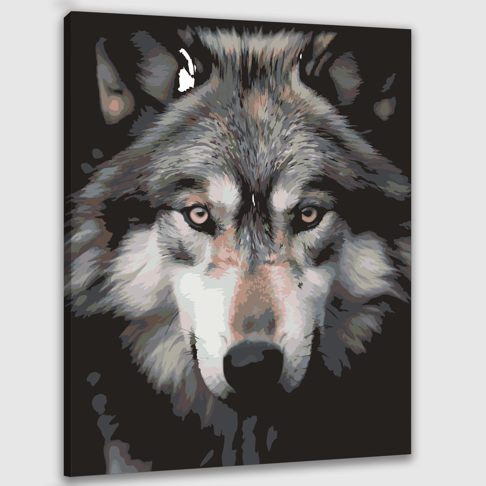 Картина по номерам 40x50 см, волк, глаза, крупный план, дикая природа, благоговение, освещение, мех, природная сущность