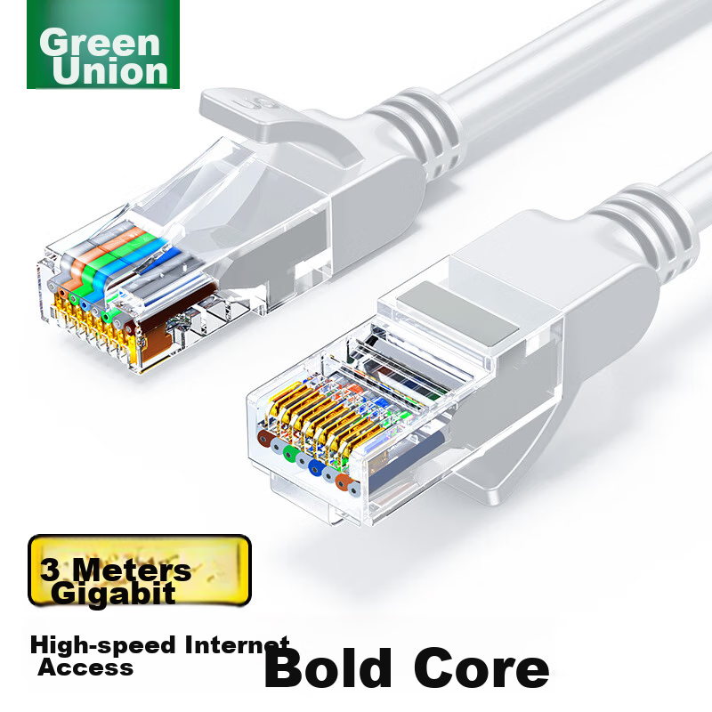 Lulian Cat5e Ethernet Cable, Gigabit Network Connection Cable, Cat5e Patch Cord, Home Renovation Computer Broadband 8-Core Twisted Pair Cable, 3 Meters, Gray And White, 45472