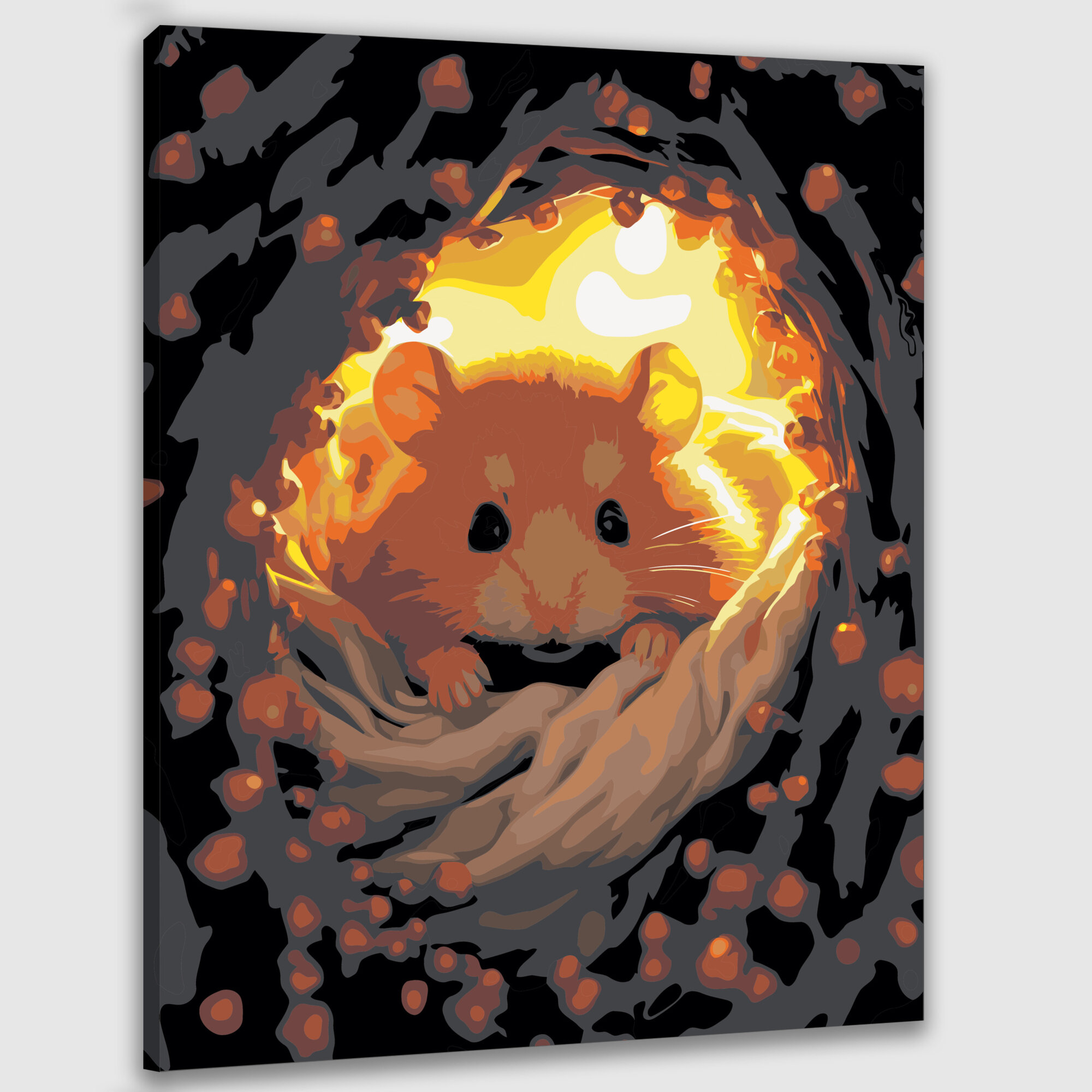 Картина по номерам 40x50 см, фотография, хомячок, гнездышко, мягкие материалы, пушистые материалы, глазки, довольство