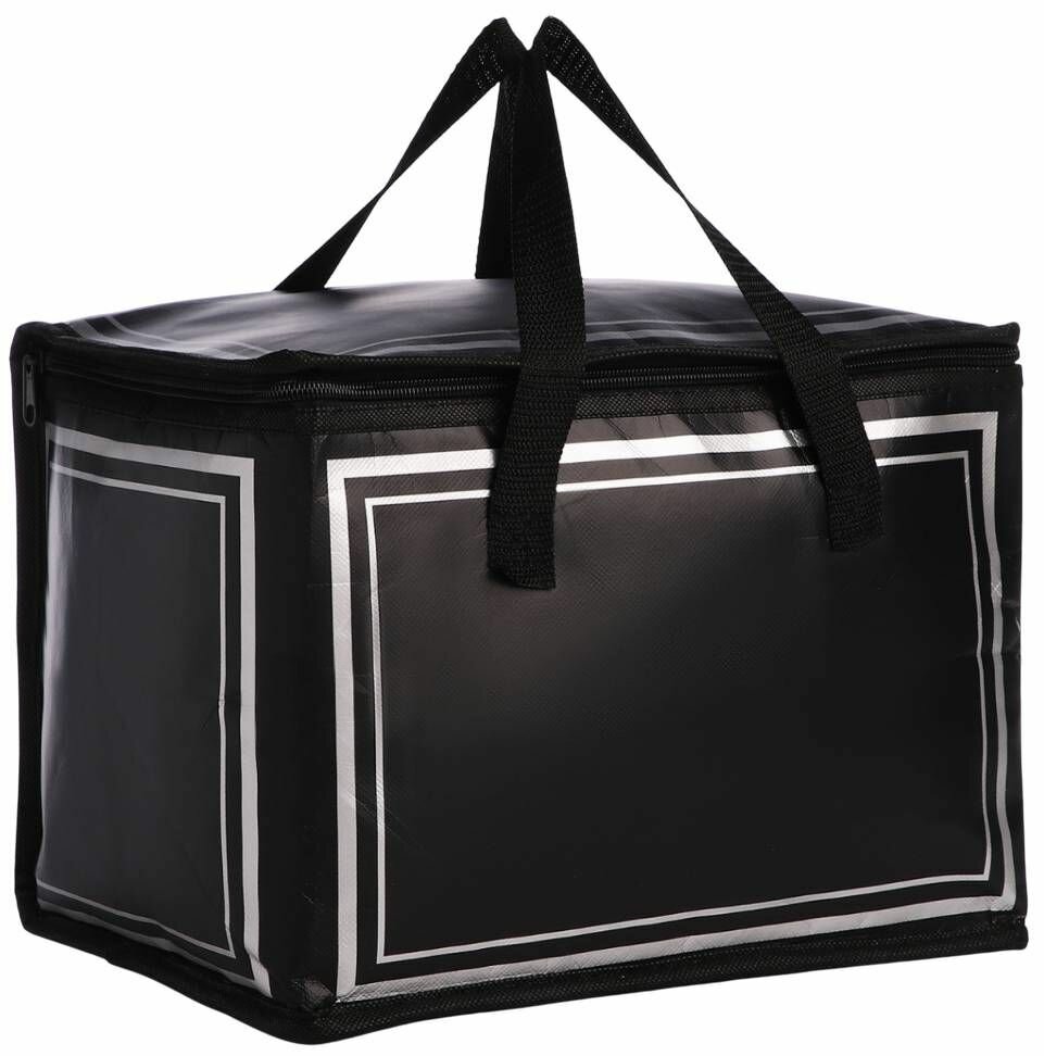 Термосумка на молнии для еды, ланч боксов, обедов, дорожная сумка холодильник для пикника и рыбалки, 14 л, цвет чёрный/серый