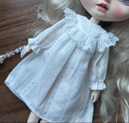 Платье для куклы Blyth 1/6, белое
