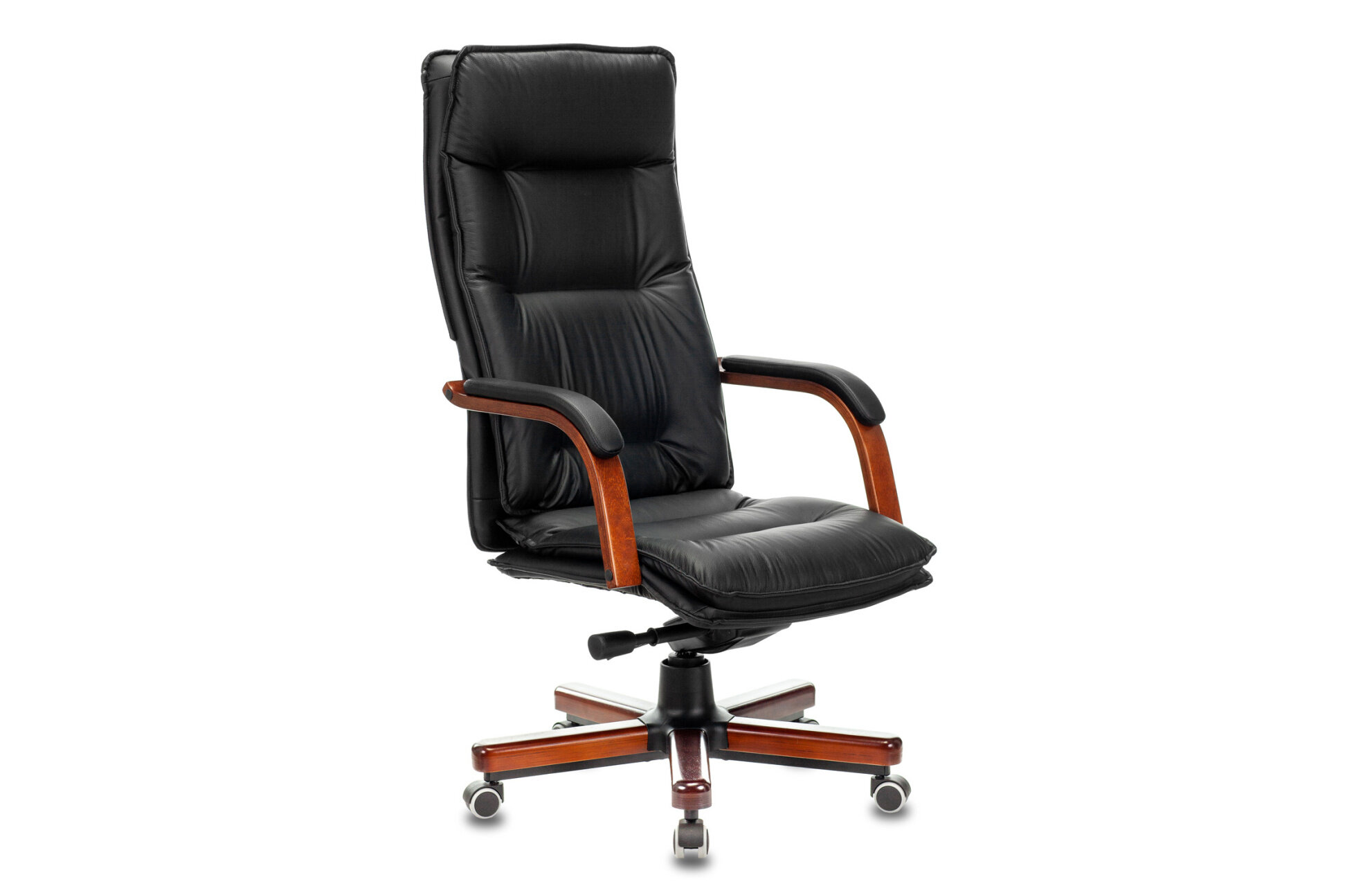 Кресло руководителя Бюрократ T-9927WALNUT, обивка: кожа, цвет: черный (T-9927WALNUT/BLACK)