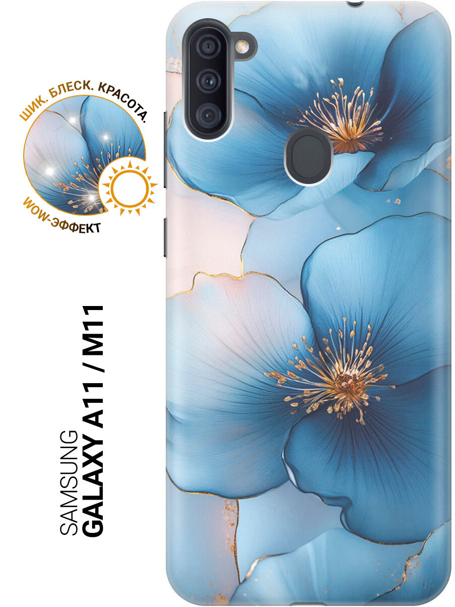 Силиконовый чехол на Samsung Galaxy A11 / M11 с принтом "Голубые ирисы"