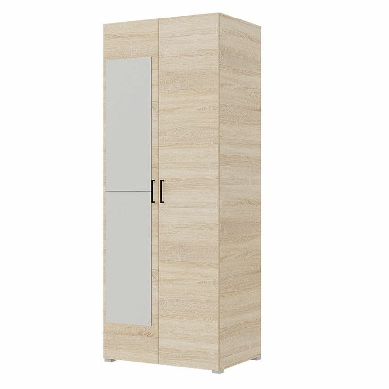 Шкаф 2ств 1000 Бостон с зеркалом 450, цвет Сонома (штанга+полки)