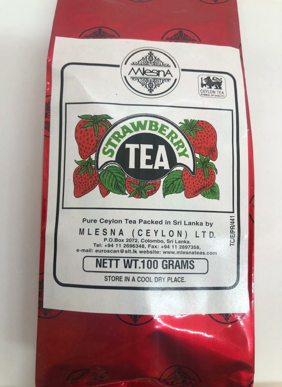 " Млесна" чай цейлонский черный листовой "Клубника" ( с ароматом клубники ) 100 г