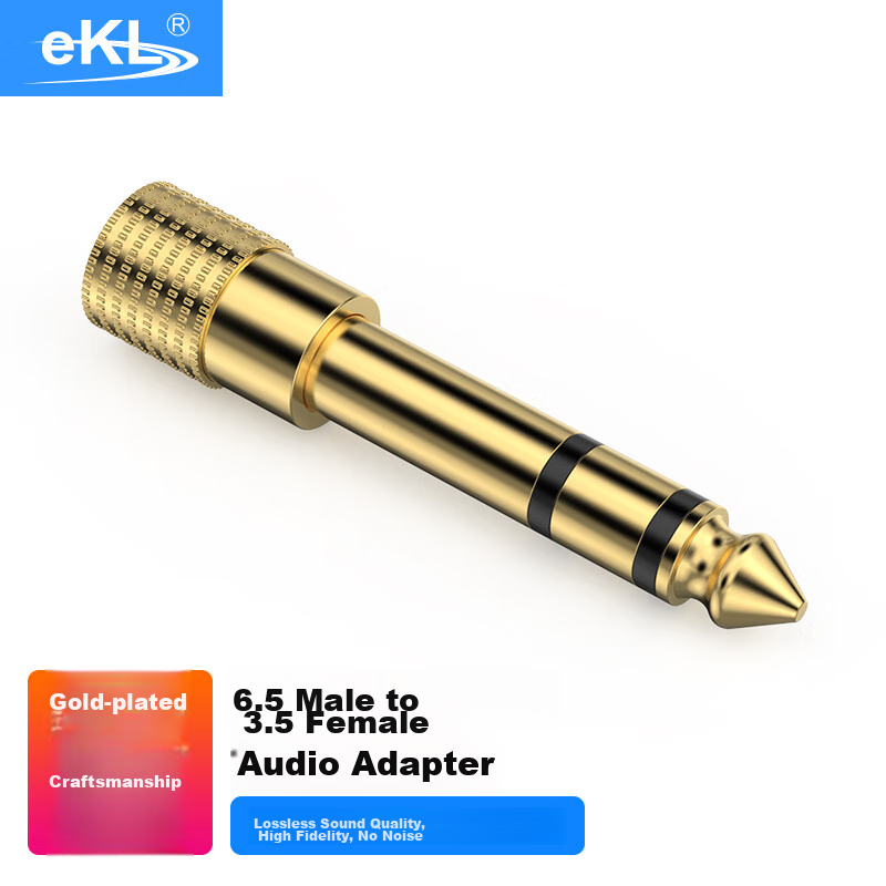 EKL 6.5mm to 3.5mm Audio Adapter, 6.35mm Male to 3.5mm Female Electronic Piano Headphone Converter, Microphone And Speaker Amplifier Converter YP001