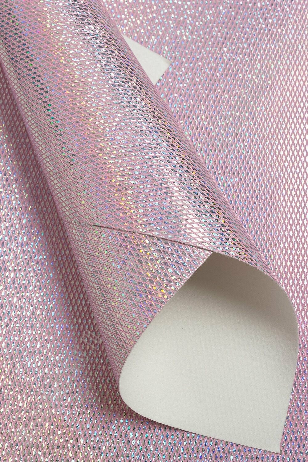 Кожзам голографик ромбики 3 листа