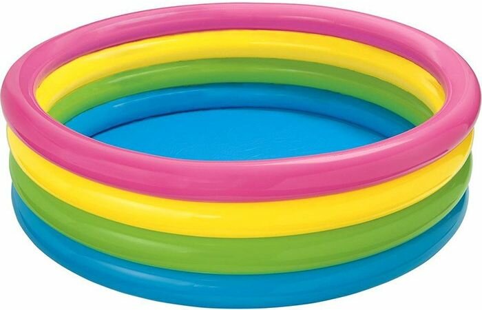 Круглый надувной бассейн "Радуга" уличный, для плавания и купания, на дачу, размеры 168х46 см, для детей от 3 лет