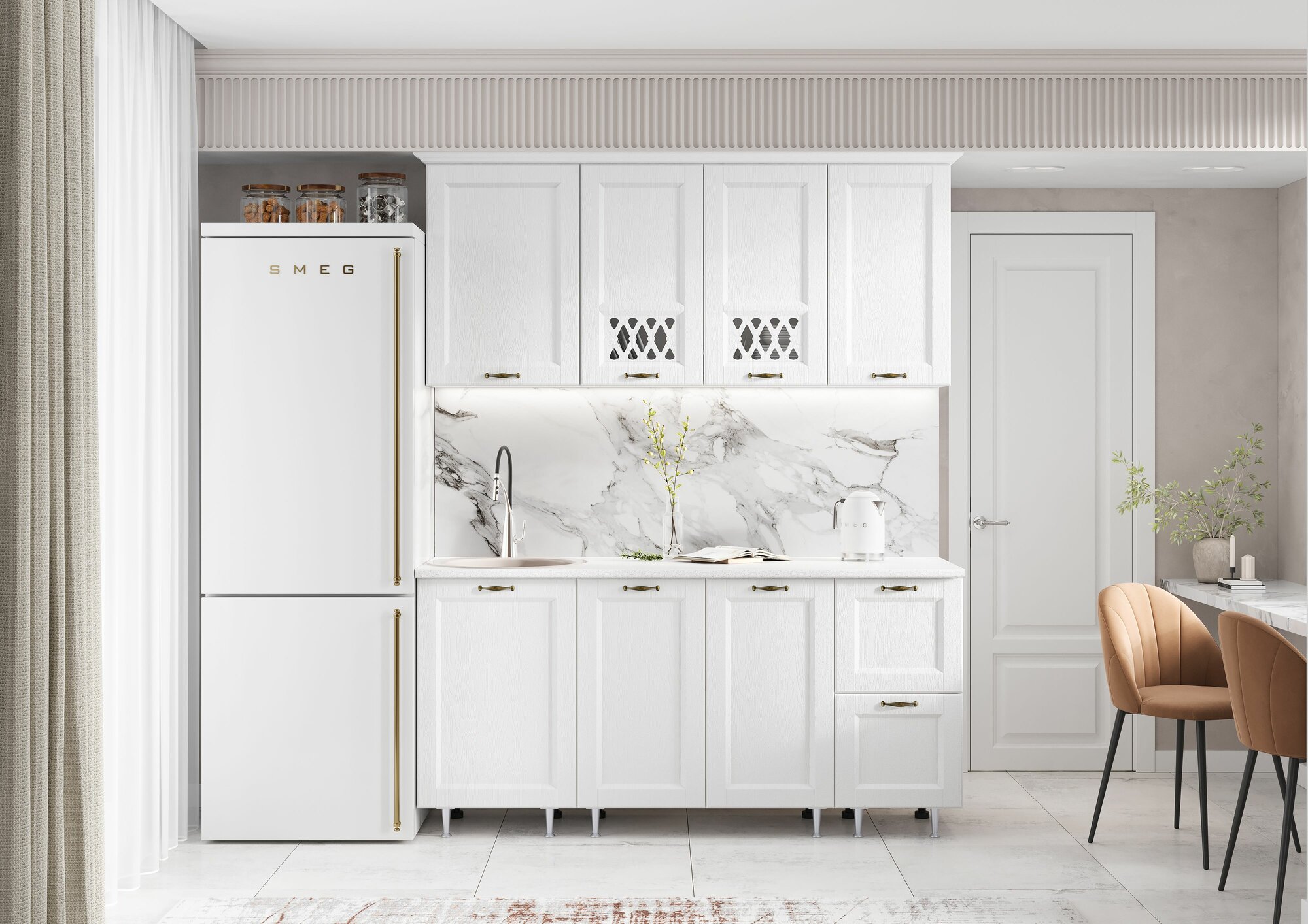 Кухня Милано 1,7м (Белая текстурная) (Антарес) (Миф)