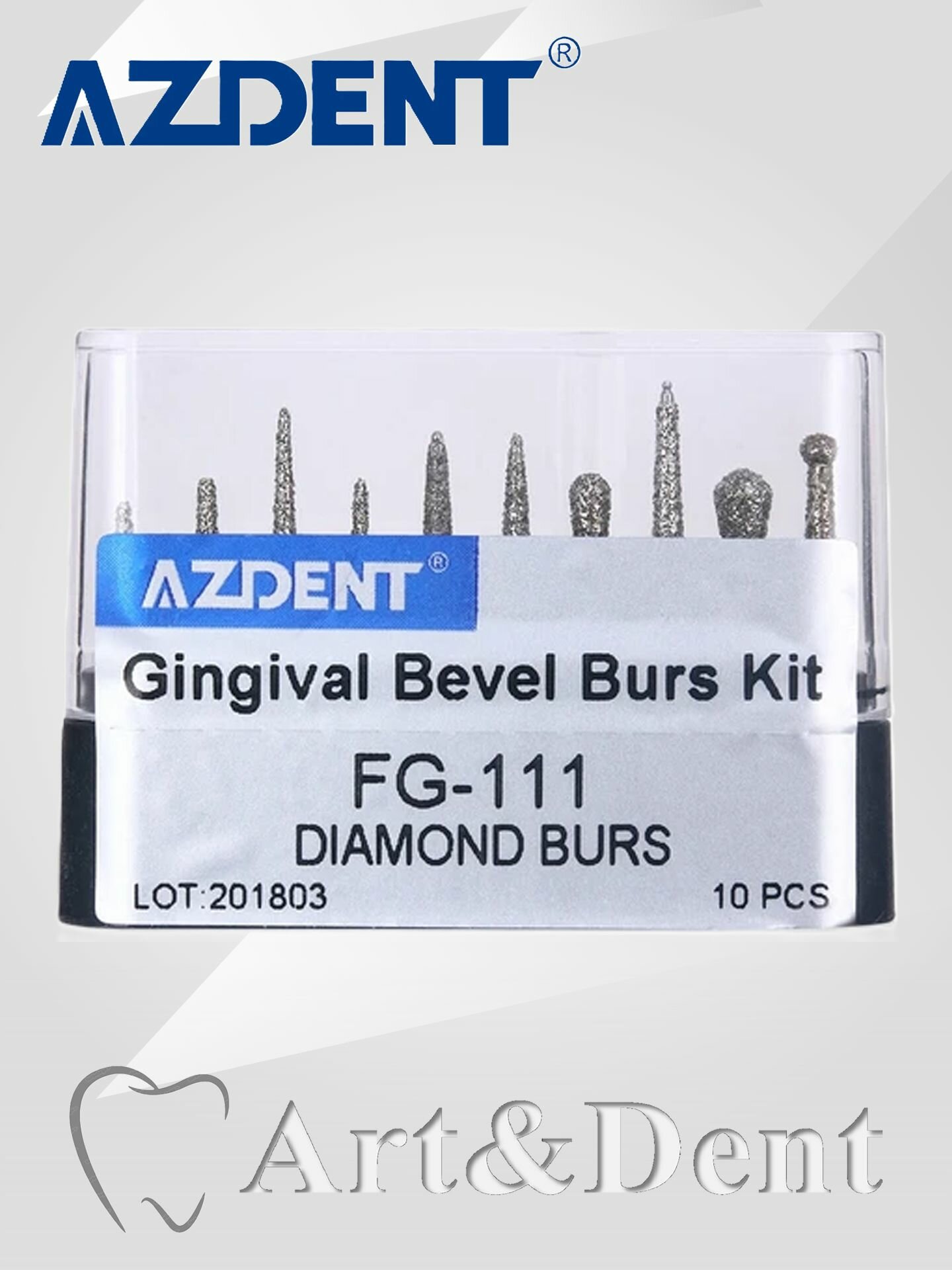 AZDENT FG-111 Набор алмазных боров с десневым скосом 10 шт