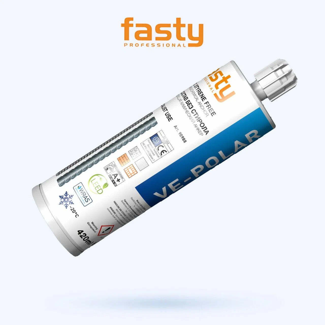 Химический анкер Fasty VE-Polar, винилоэстровая смола, 420 мл, с 2 смесителями