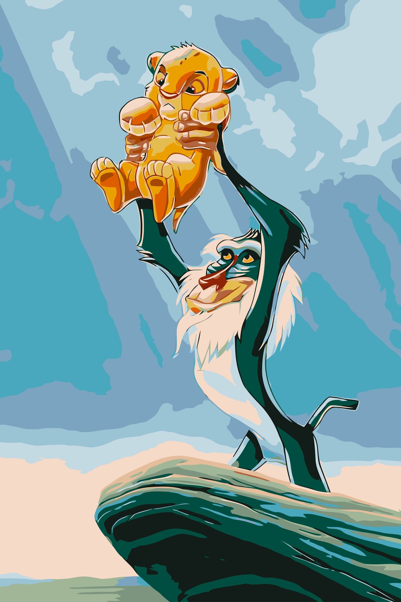 Картина по номерам Y-967 "Король Лев мультфильм. Муфаса, Нала и Рафики" 40х60