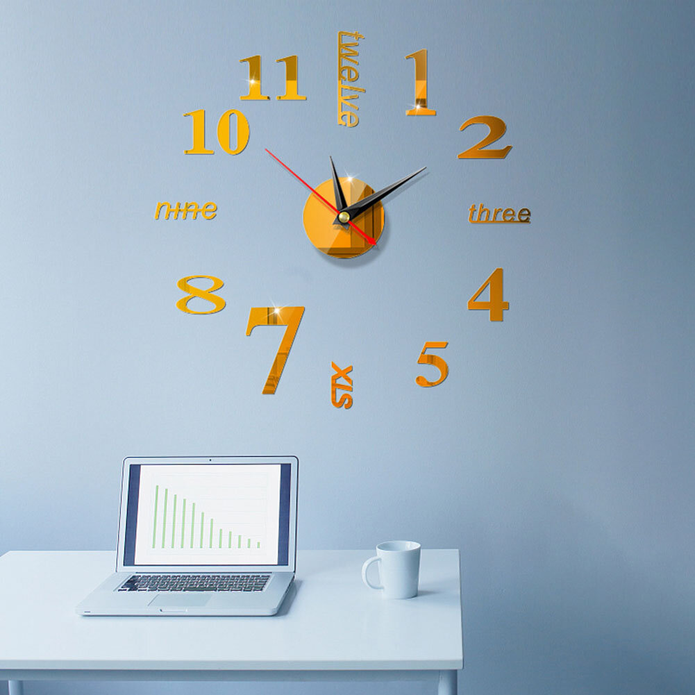Креативные 3D зеркальные настенные часы, современные настенные наклейки-часы, большие бесшумные зеркальные часы с цифрами для украшения дома, офиса и школы