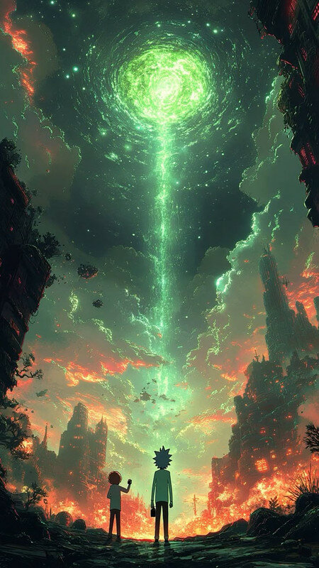 Картина для вышивания алмазной мозаикой 40х50см, без рамки. Rick and Morty Круглый бриллиант