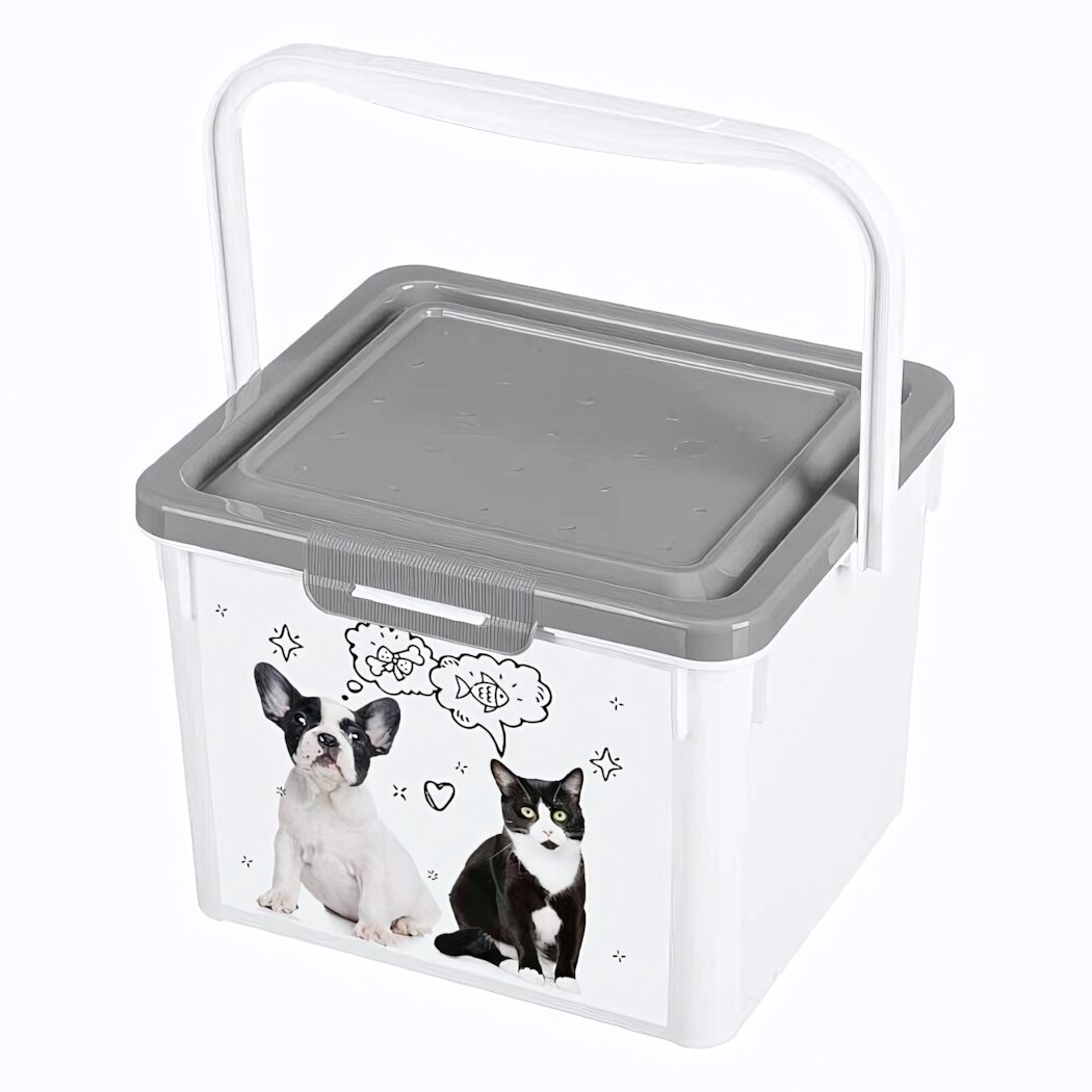 Контейнер для корма Lucky Pet 5,3л, серый, с ручкой, для собак