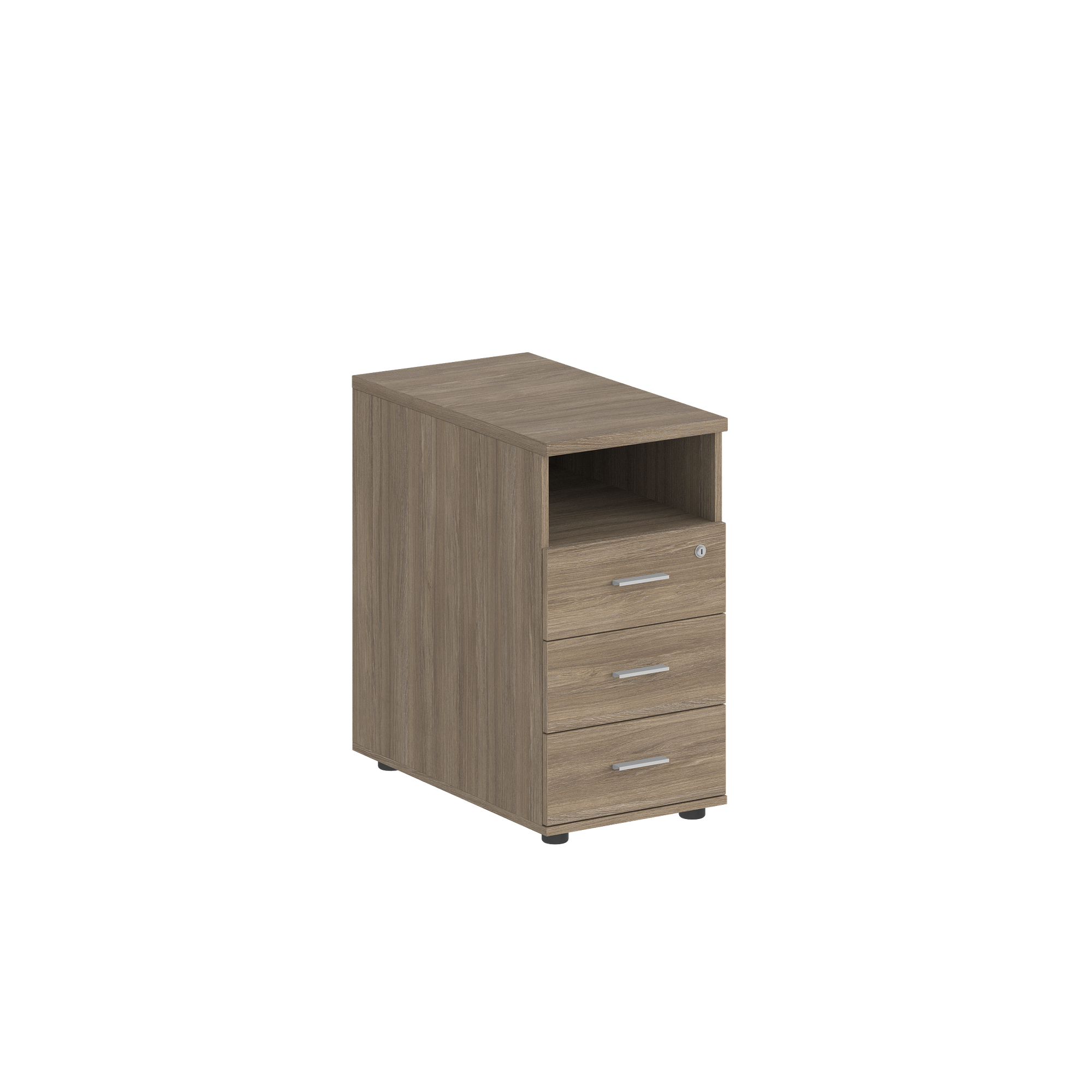 Тумба приставная с 3 ящиками и нишей, с замком без топа Norden SG.512 корпус: дуб темный; фасады: дуб темный