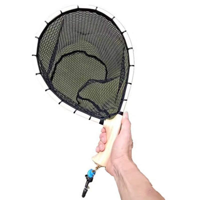 Сеть для ловли нахлыстом с магнитным фиксатором и держателем удочки Подсак на деревянной раме