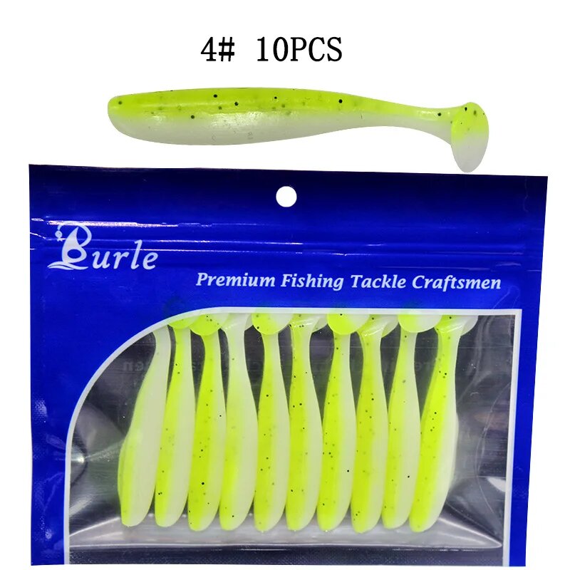 Приманка силиконовая Burle 4#, 10шт, 70mm2g, Зеленый