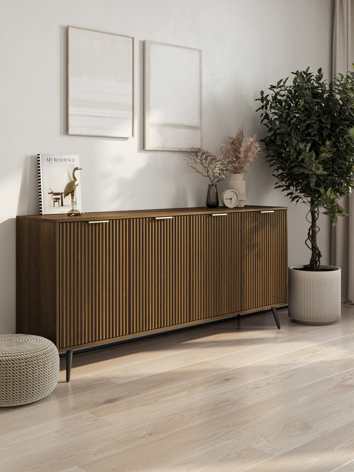 Тумба под телевизор напольная 180х80х40 см, орех