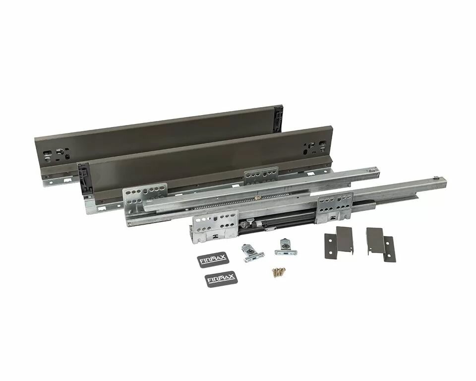 Комплект ящика Firmax Smartline, длина 500 мм, высота 84 мм, Push-to-Open, серый