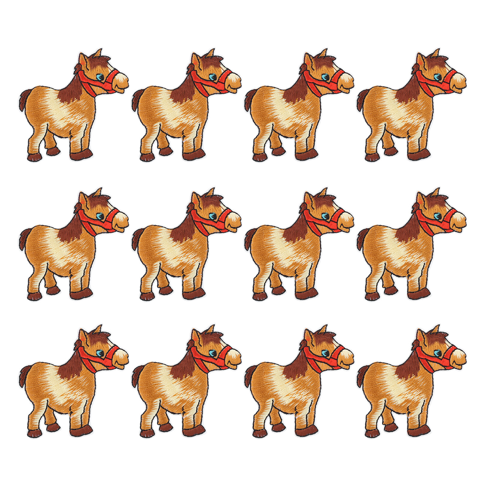 12 шт. вышитых наклеек на ткань с изображением лошади, аппликаций для одежды и сумок.