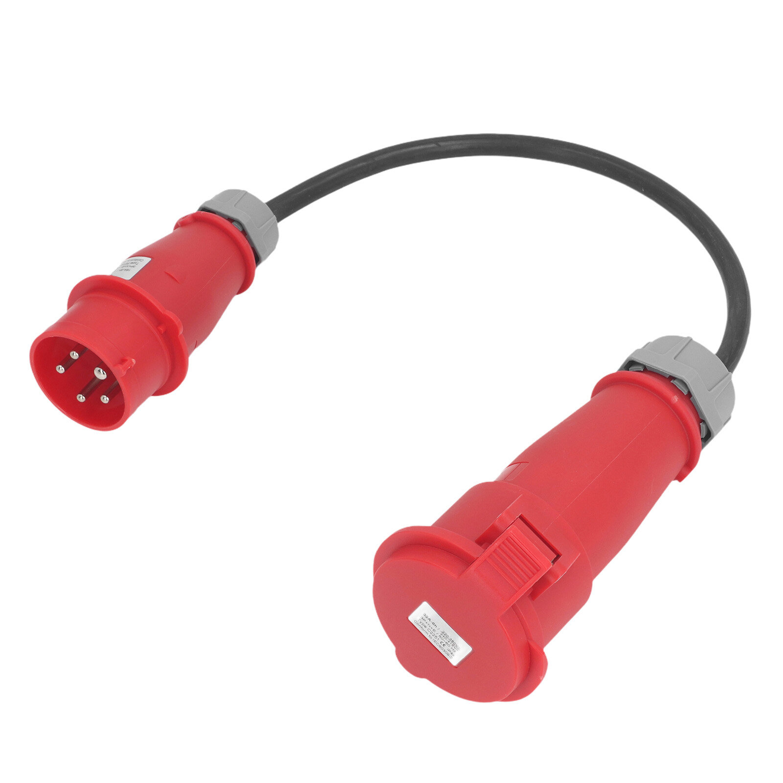 Адаптер CEE 5 контактов, розетка 32А, штекер 16А, 220–380В / 240–415В, водонепроницаемый IP44, для стройплощадок, кемпинга, садового участка