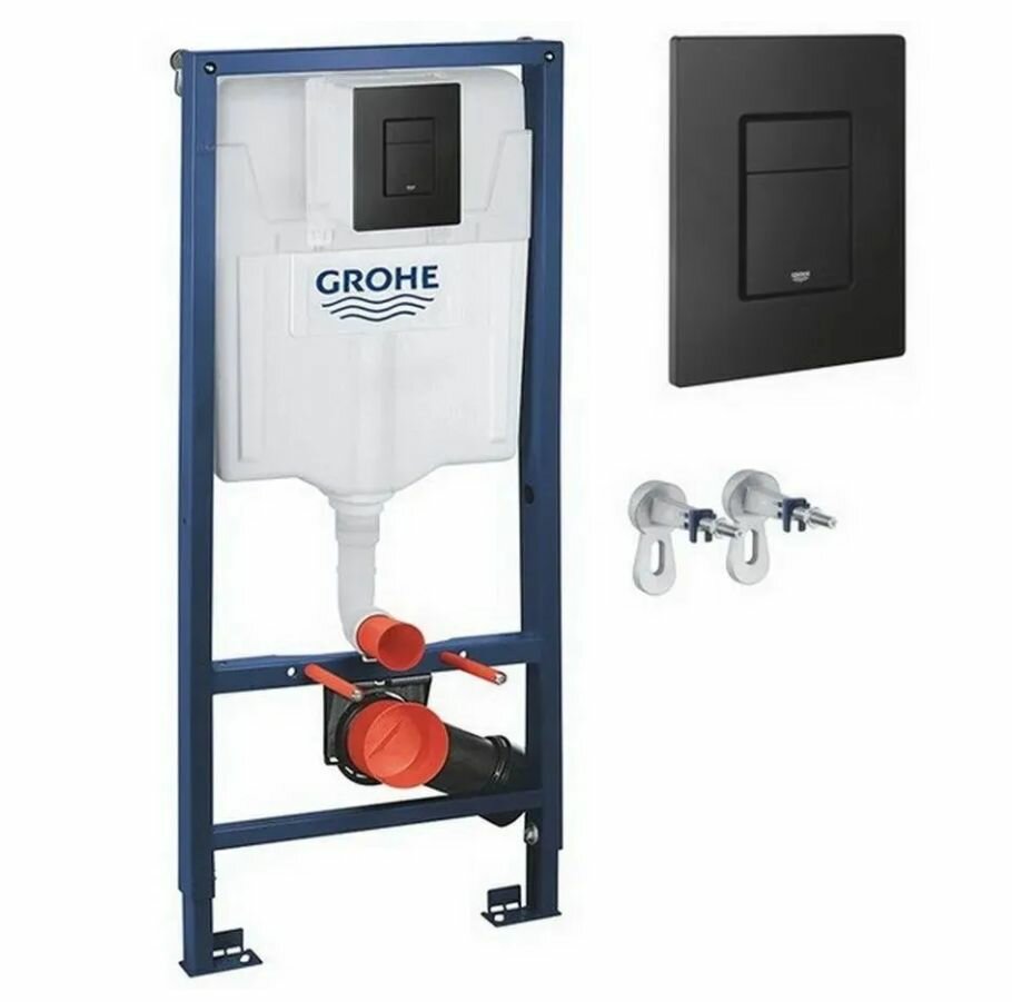 Инсталляция GROHE 38811KF0 для подвесного унитаза 3 в 1 Solido черная кнопка