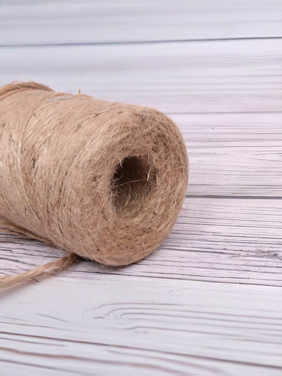 Шпагат джутовый, толщина 1,5мм, длина 100м, 1250 текс
