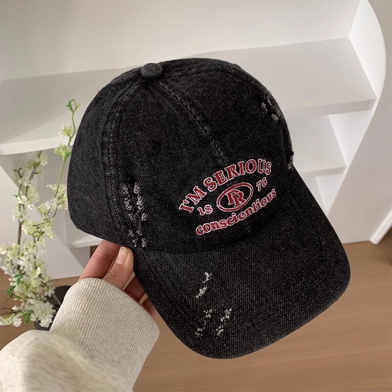 Бейсболка, женская, джинсовая, с мягким козырьком, размер 54-59 см, черная