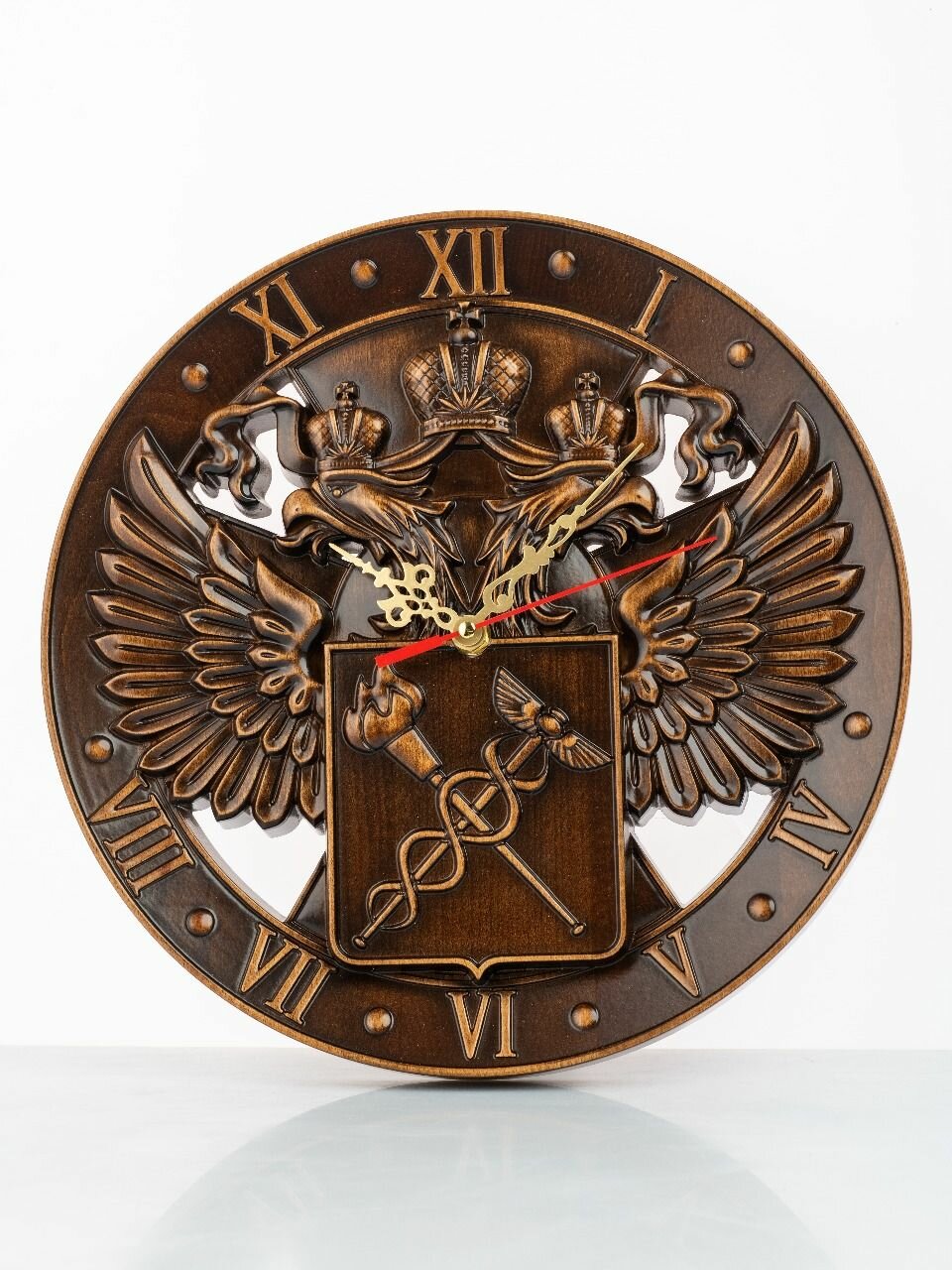 Часы настенные "Герб Федеральной Таможенной службы", диаметр 30 см, дерево