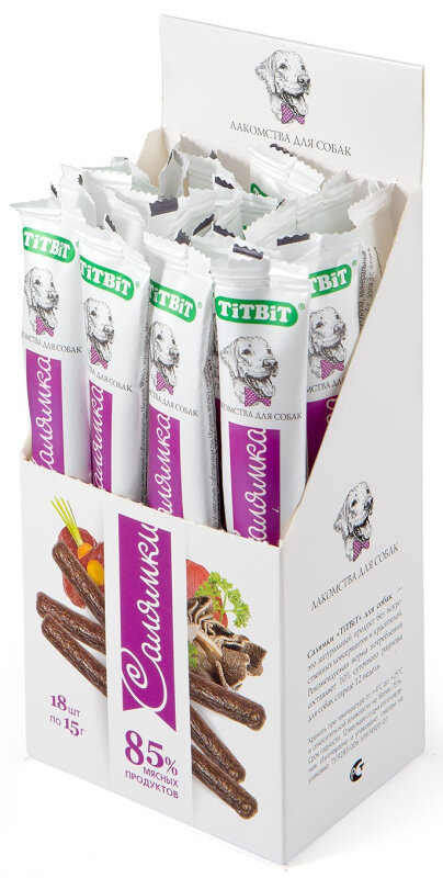 TiTBiT Колбаски Салямка Biff с бараньим желудком, для собак, 15 грамм, 1 шт