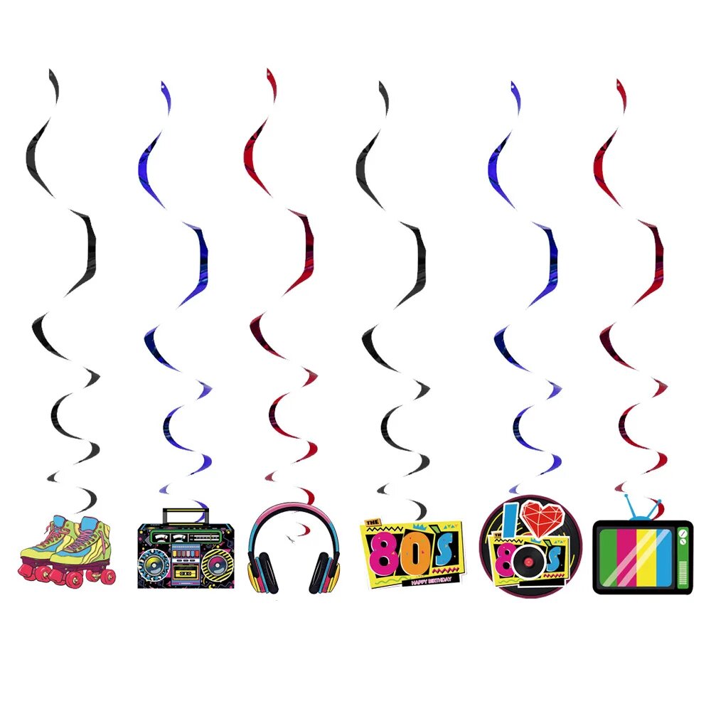 Баннер для вечеринки в стиле диско, подвесной декор с завитками, 70-е, 80-е, 90-е, ретро, музыкальная вечеринка, танцы, день рождения, потолок, спиральное украшение