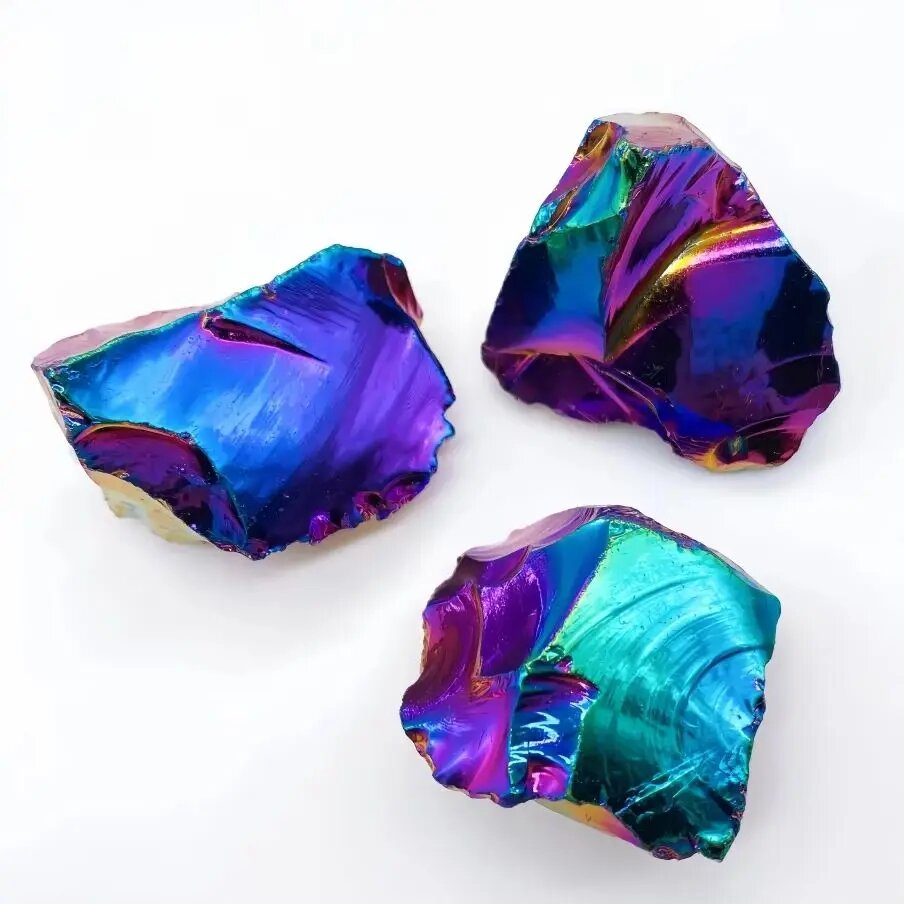 100 г натуральные кристаллы аура обсидиан гальванический блеск необработанный камень драгоценный камень минеральный образец украшения комнаты рейки лечебный подарок