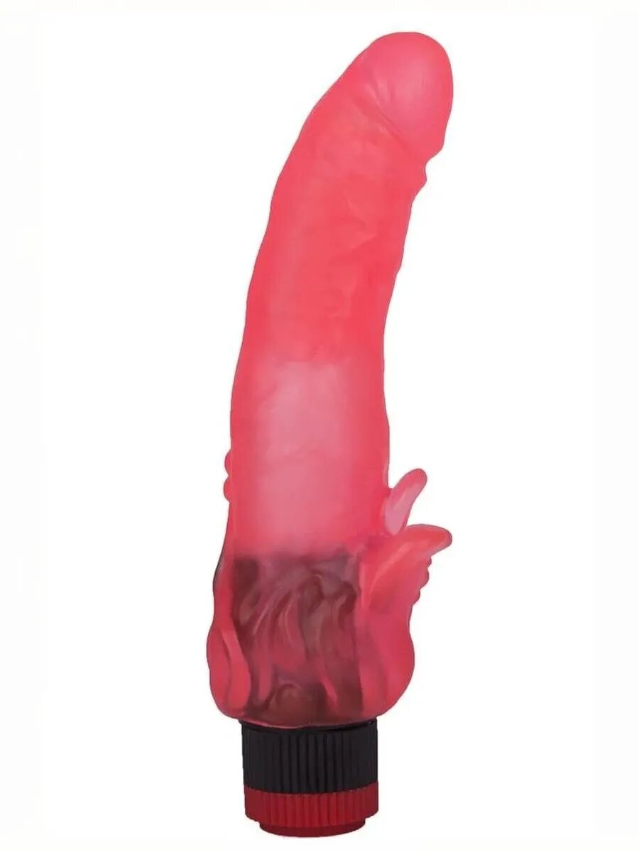Розовый гелевый вибратор с клиторальными лепестками