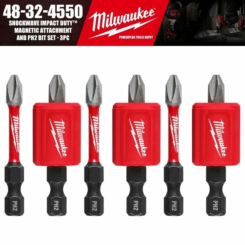 Milwaukee 48-32-4550 SHOCKWAVE Impact Duty Магнитная насадка и набор бит PH2 3PC