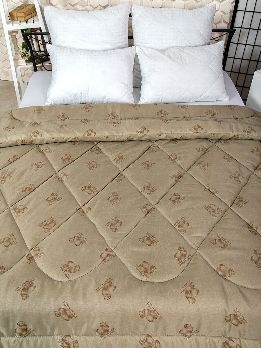 Одеяло ПЭ Зима, ОШ-2,0сп-Овц-коричневый 172*205 теплое комфортное двуспальное из овечьей шерсти Текстиль для спальни и на подарок