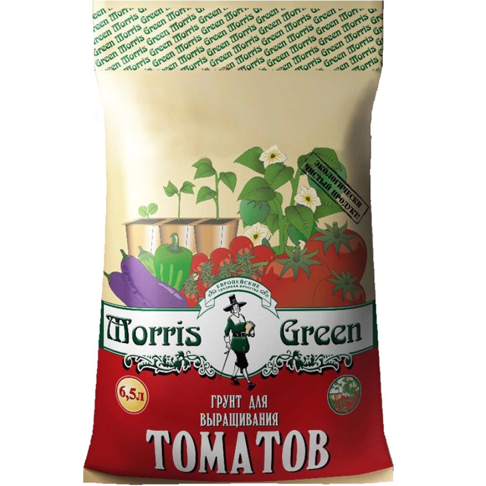 Грунт для выращивания томатов, перцев, баклажанов "Morris Green", подходит для рассады, объем 6,5 л