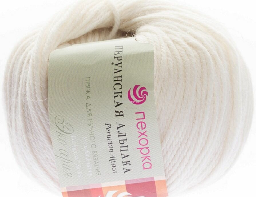 Пряжа Пехорка Перуанская альпака 01 (5 мотков по 50г/150м) белый