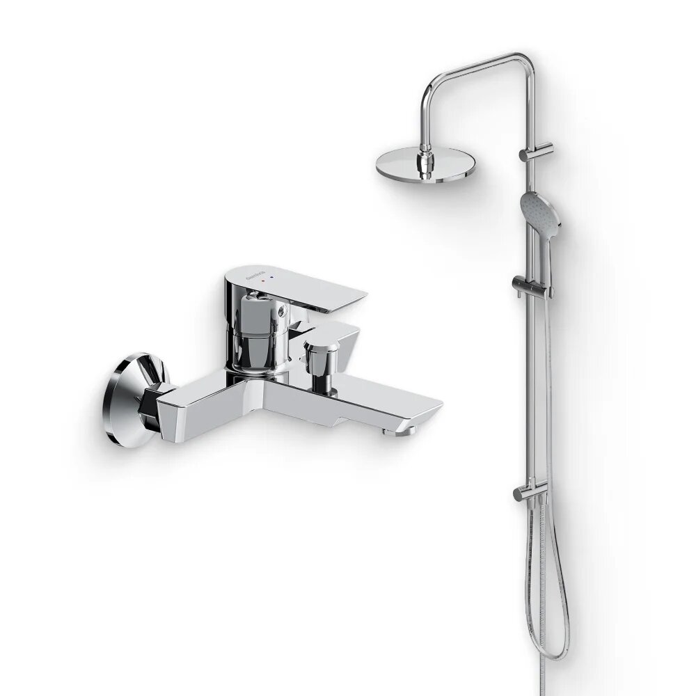Душевой комплект Смеситель Damixa Apollo 471000001 хром / Стойка Jupiter 977000000 хром