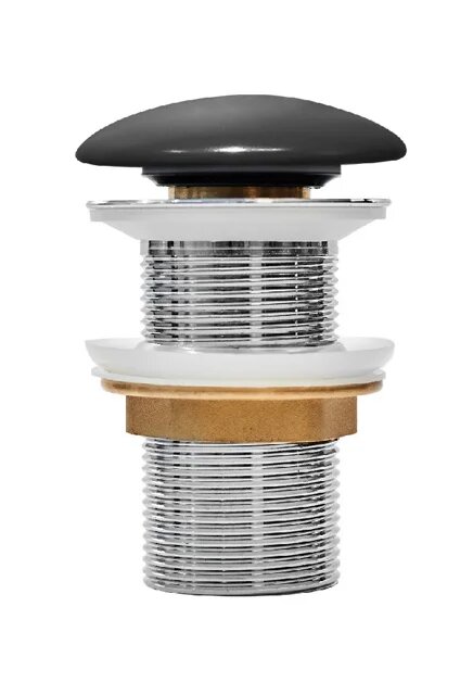 Донный клапан для раковины IDDIS Optima Home OPHBM00i88 без перелива, черный, матовый, с системой клик-клак, латунный, керамический