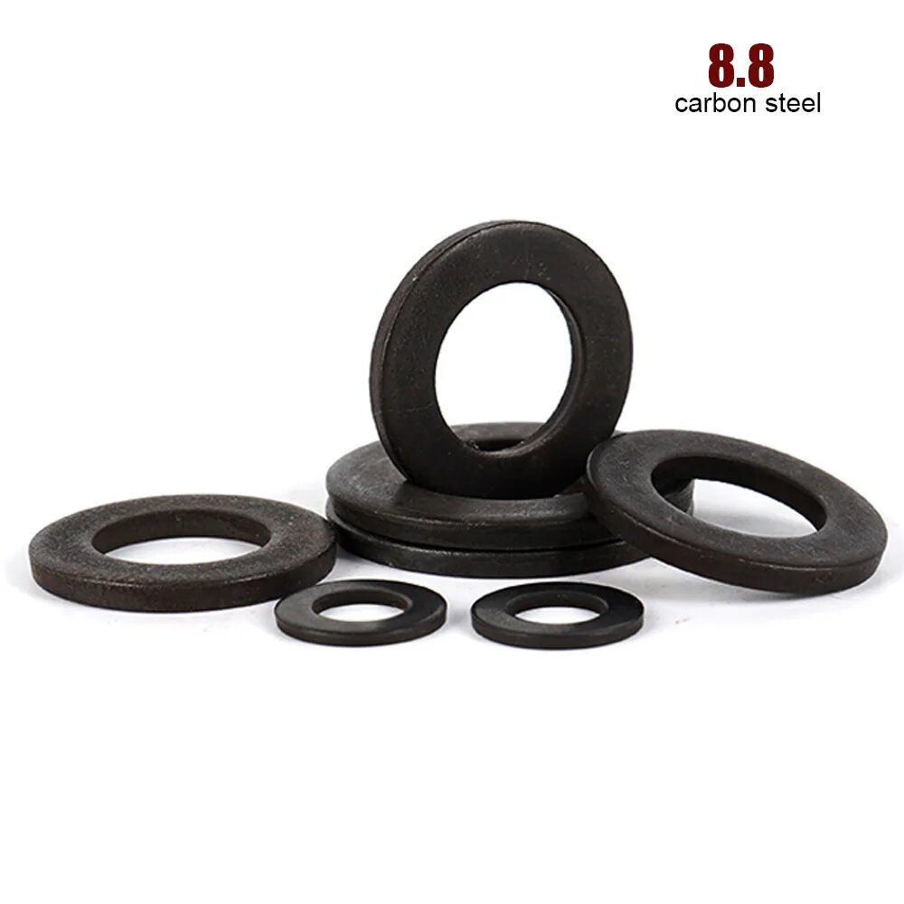 2/5/100 шт. GB97 DIN125 Черная плоская шайба из углеродистой стали класса 8,8 M2 M2.5 M3 M4 M5 M6 M8 M10 M12 M14 M16 M20 M22 M24 Простая прокладка