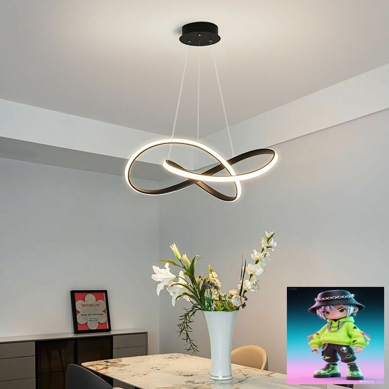 Минималистичный пульт дистанционного управления с трехцветным светом, подвесная 50-сантиметровая алюминиевая акриловая светодиодная люстра мощностью 48 Вт