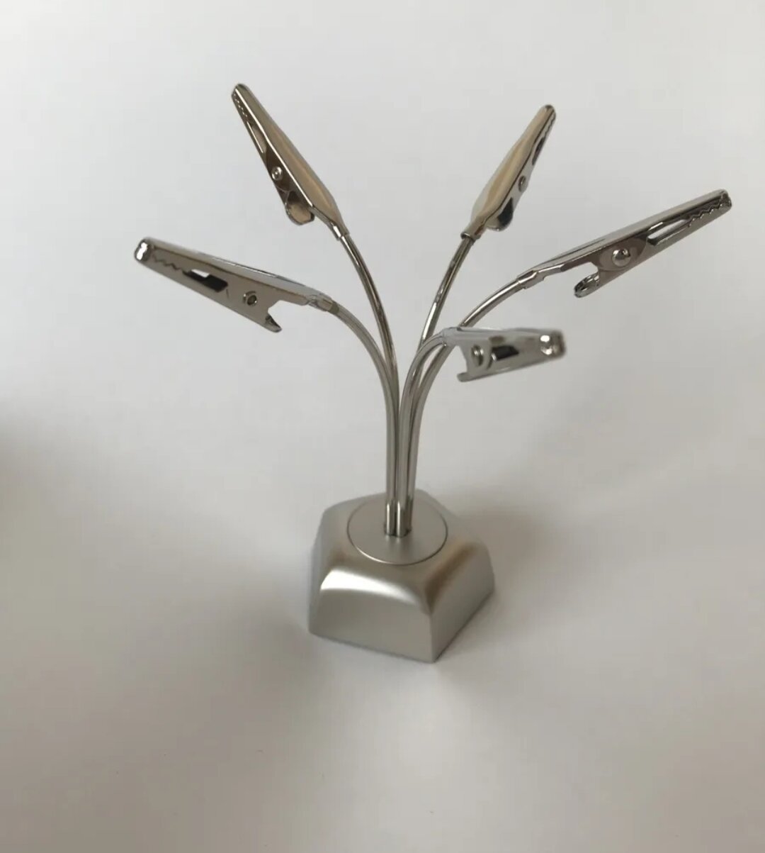 Держатель записок, настольный, 6 карабинов, металл, серебристый