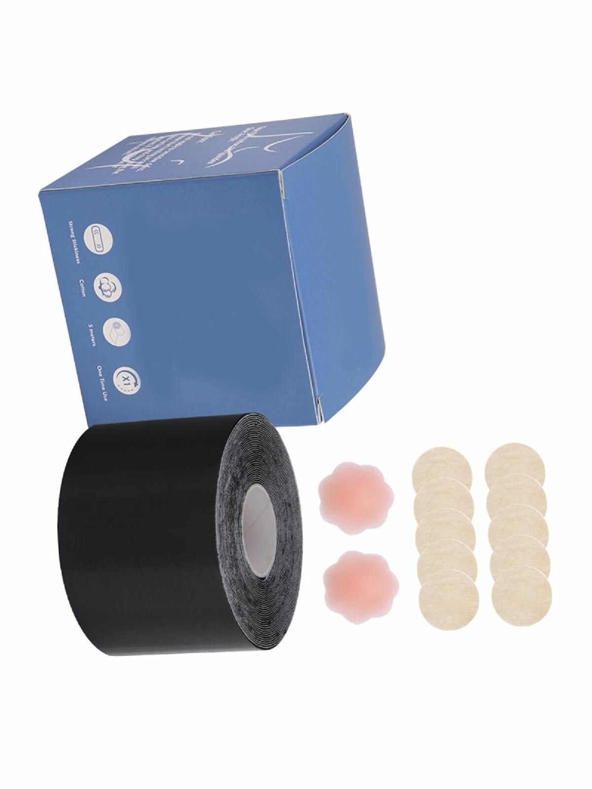 Лента для подтяжки груди, большие размеры с покрытием для сосков, - Черная повязка с цветком