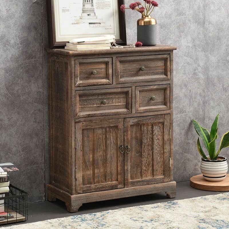 Американский комод из цельного дерева, винтажный шкаф для гостиной